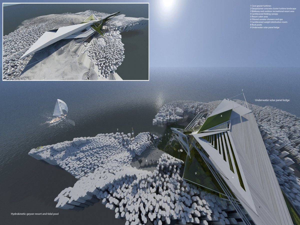 Hydrokinetic energy geyser and tidal pool | Design Dekko